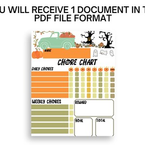 Chore Chart Printable Spooky Themed - Etsy