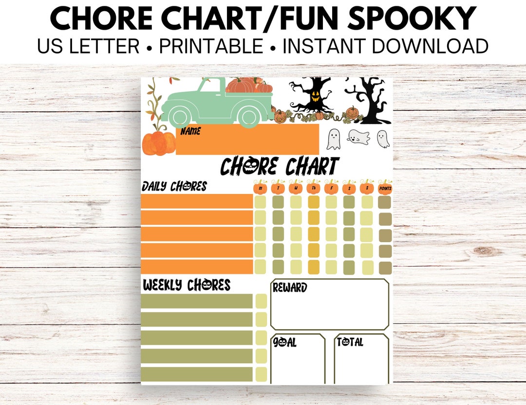 Chore Chart Printable Spooky Themed - Etsy