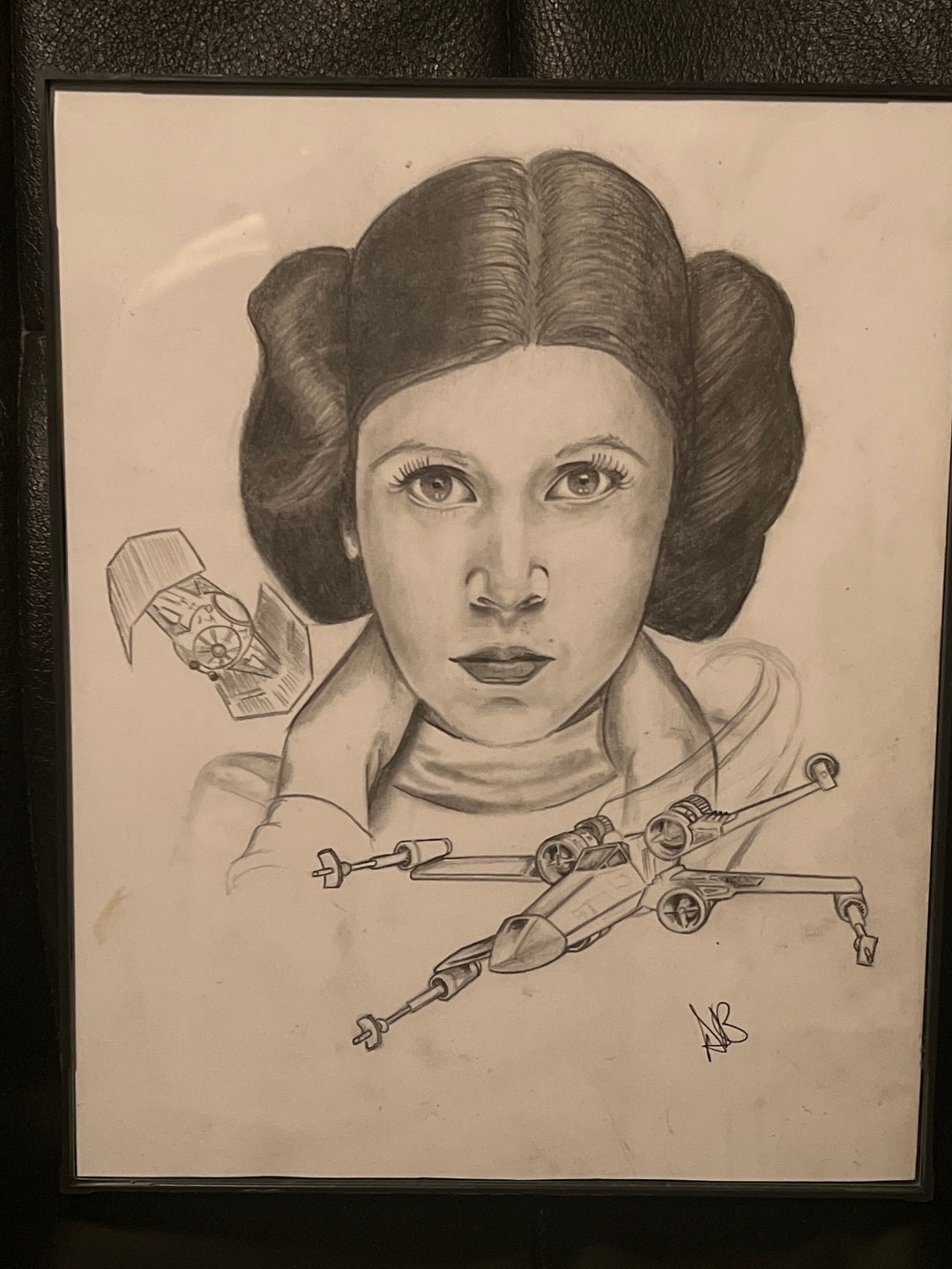 Freehand Princess Leia Drawing - Etsy