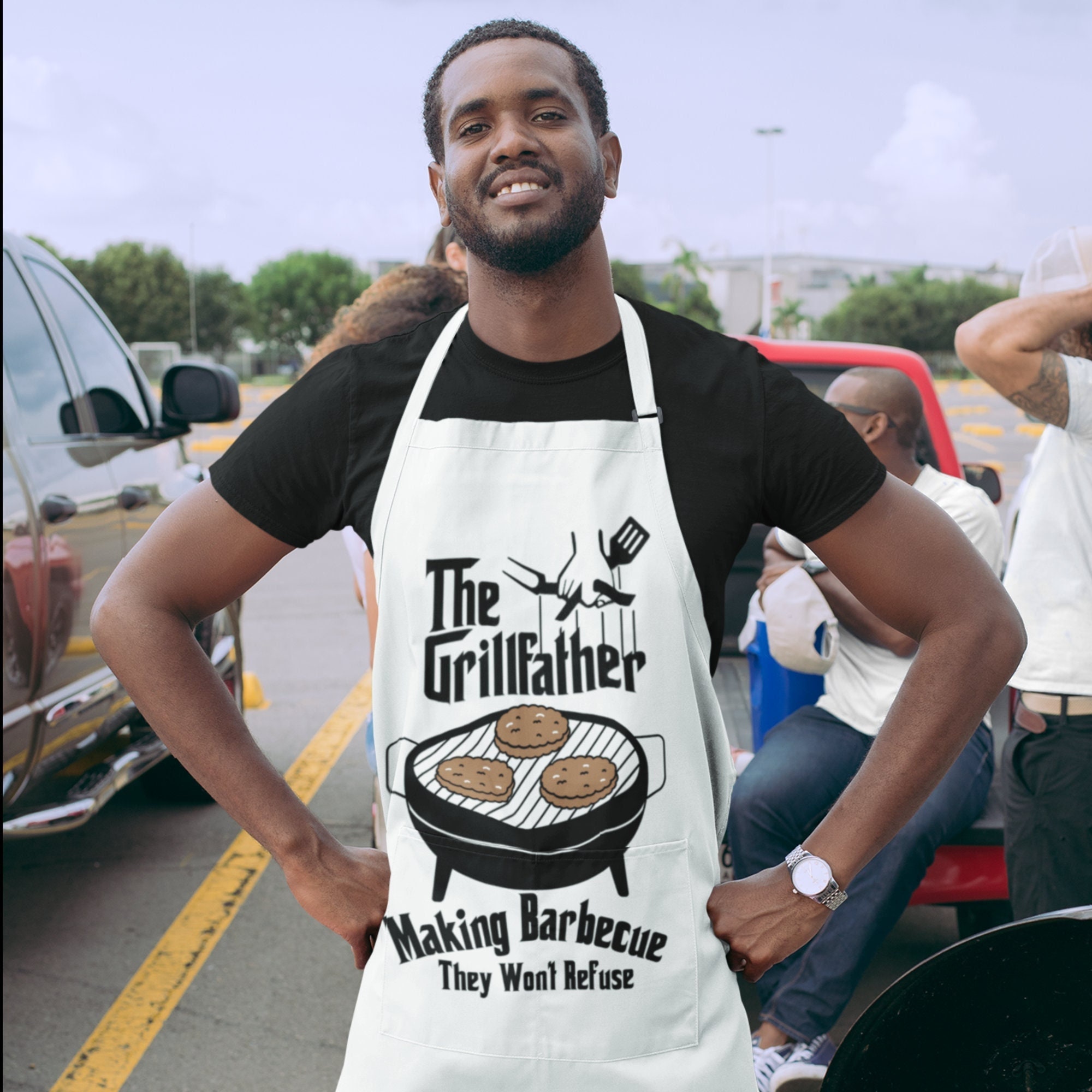 The Grill Father Apron, Funny Apron for Men, Gift for Kitchen Cook ...