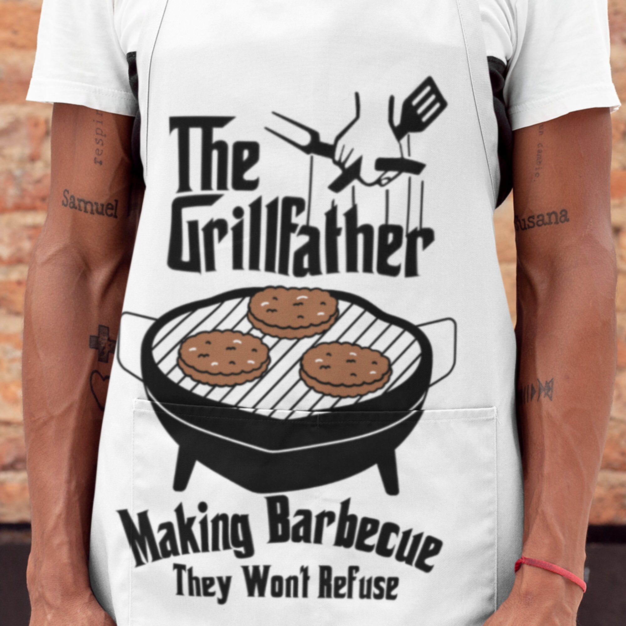 The Grill Father Apron, Funny Apron for Men, Gift for Kitchen Cook ...