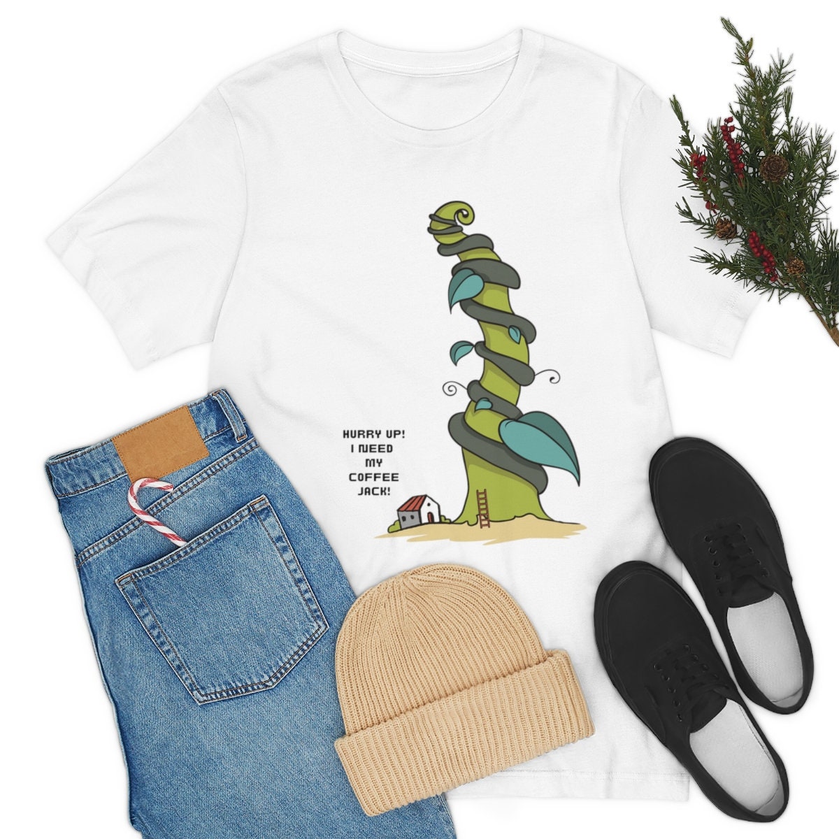 Sarcastic Coffee Bean Jack and the Beanstalk T-shirt, Funny Humor Shirt ...