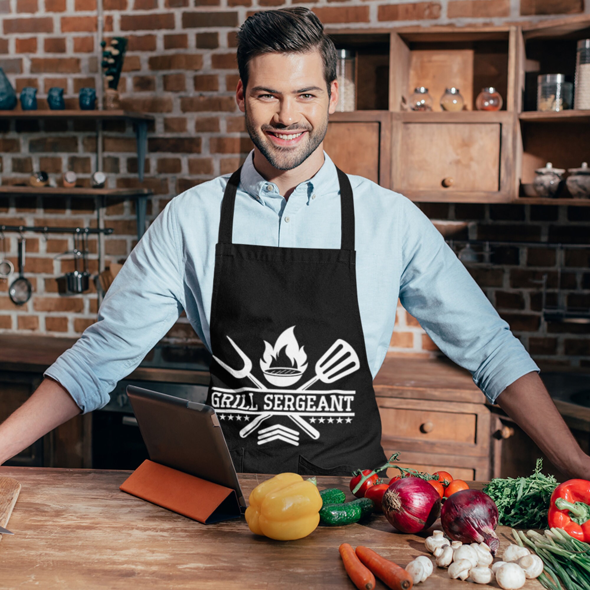 Grill Sargeant Apron, Grilling Apron Gift for Men, BBQ Chief, Cook ...