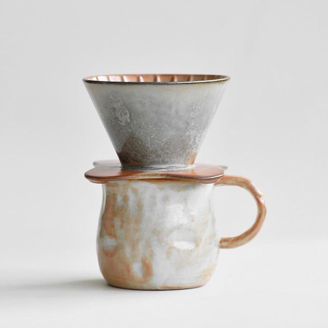 Ceramic Coffee Dripper Set,v60, Pour Over,shino-yaki Mug,coffee Server ...