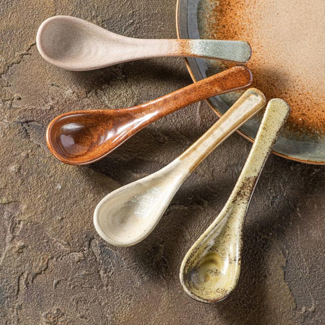 Ceramic Spoons Set of Three, Ramen Spoon,asian Soup Spoon,dessert ...