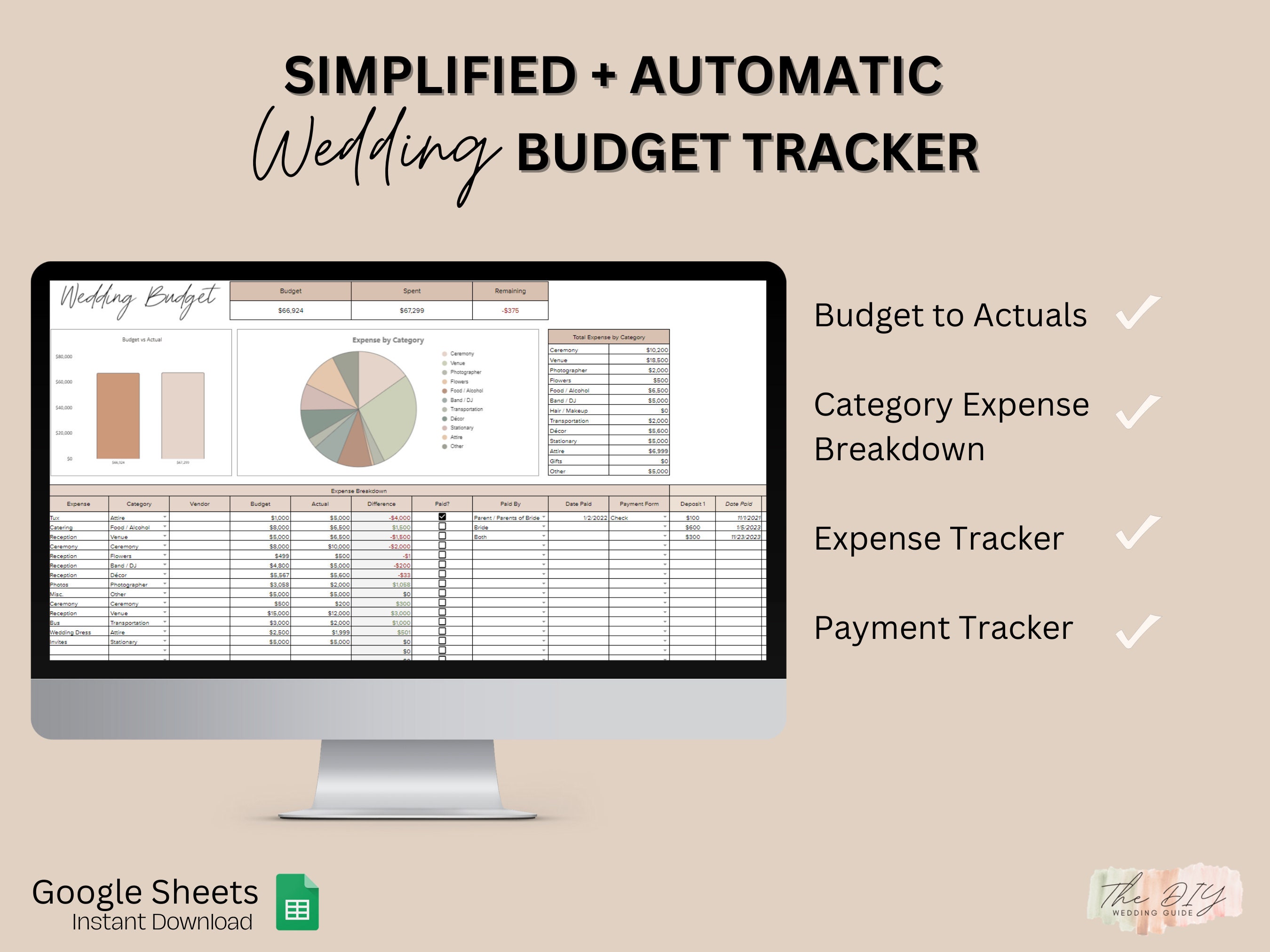 Wedding Budget Excel Tracker | DIY Wedding Planner - Etsy