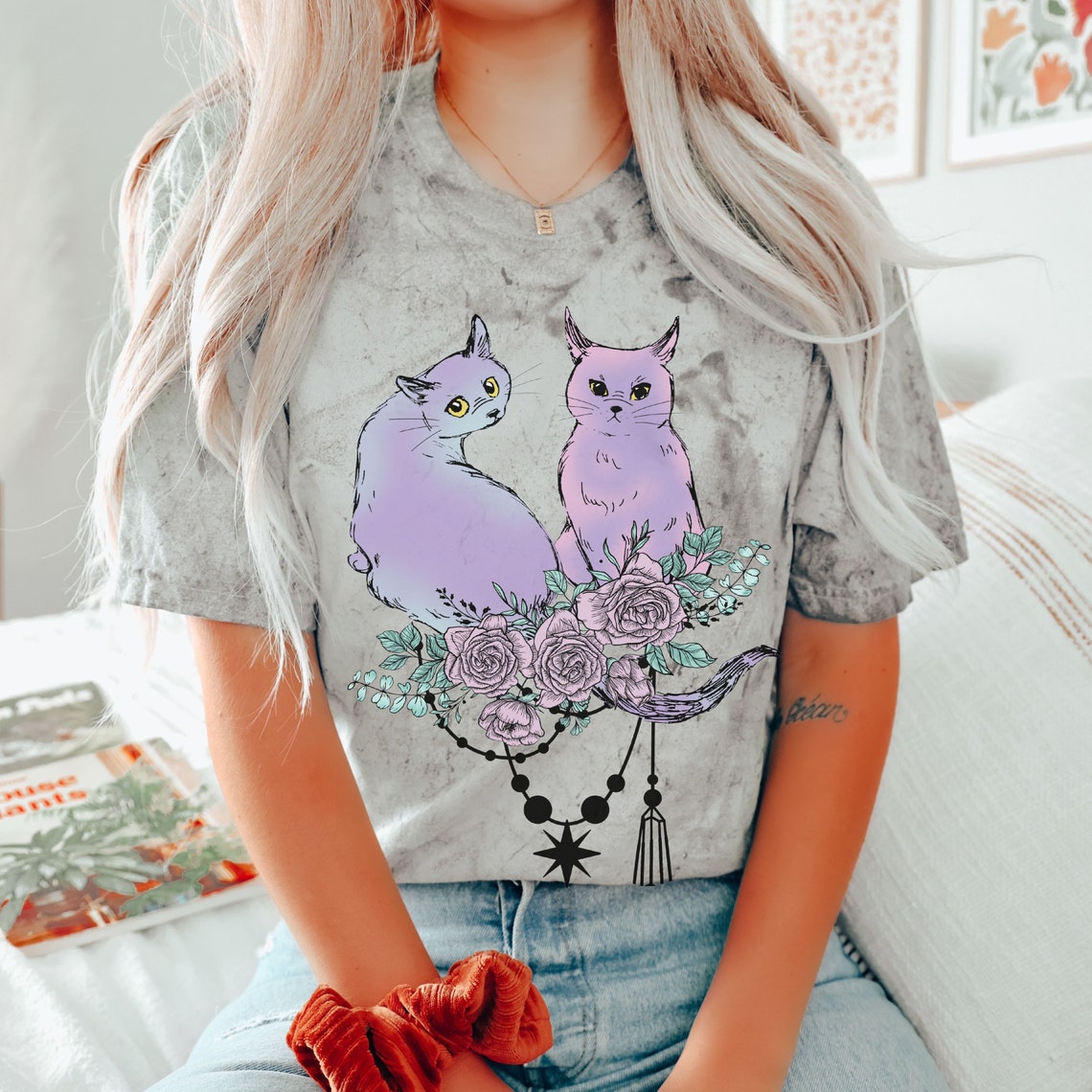 Pastel Goth Shirt, Pastel Gothic Tshirt, Kawaii Cat Shirt, Pastel Goth ...