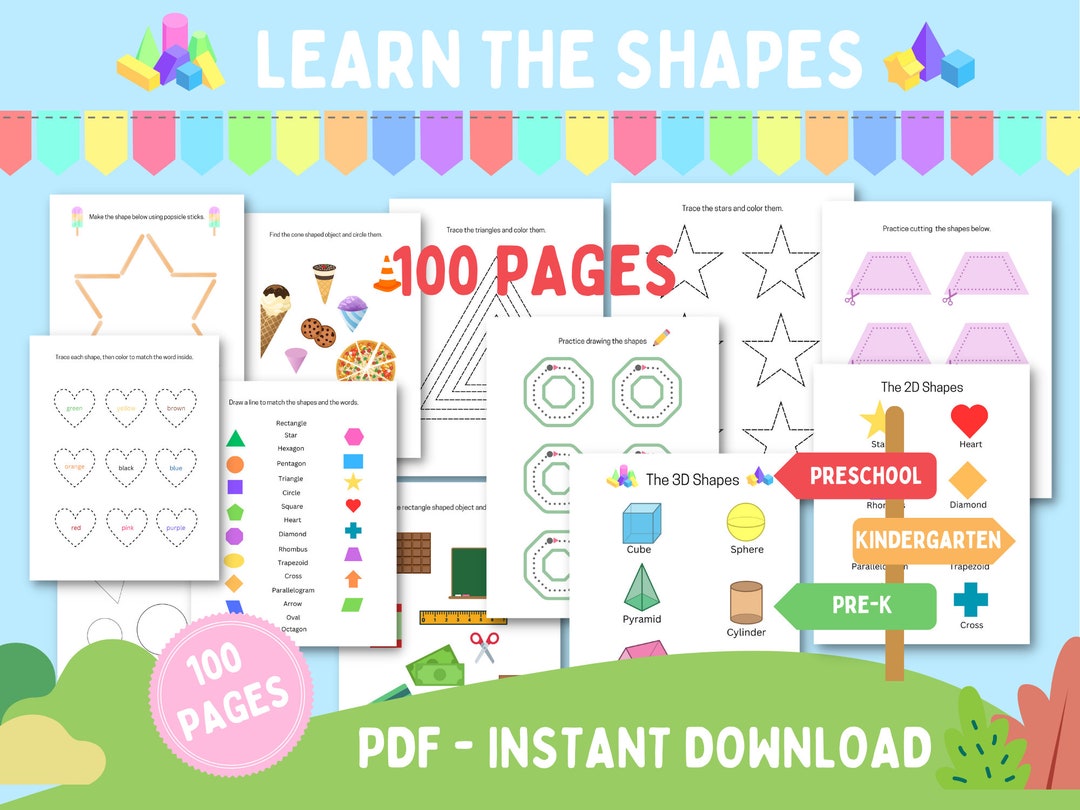 Learn the Shapes | Preschool Pre-k + Kindergarten | Learning Bundle ...