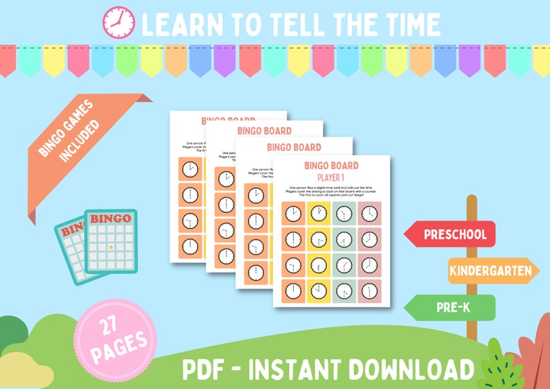 Learn to Tell Time Activity Telling Time Printable Preschool ...