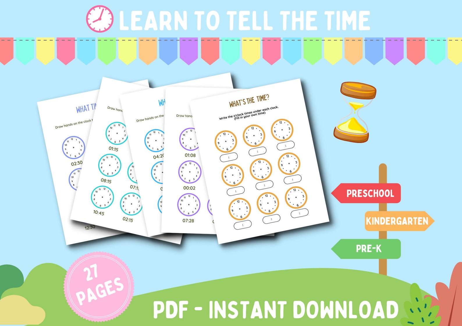 Learn to Tell Time Activity Telling Time Printable Preschool ...