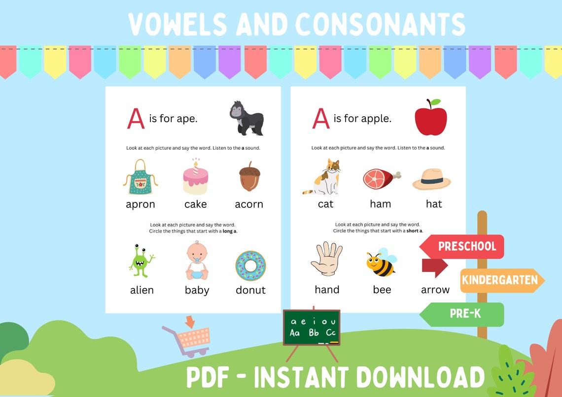 Vowels and Consonants, Learning Vowels, Alphabet, Phonics, Kindergarten ...