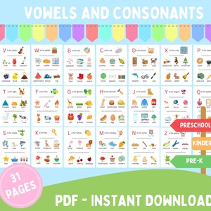 Vowels and Consonants, Learning Vowels, Alphabet, Phonics, Kindergarten ...
