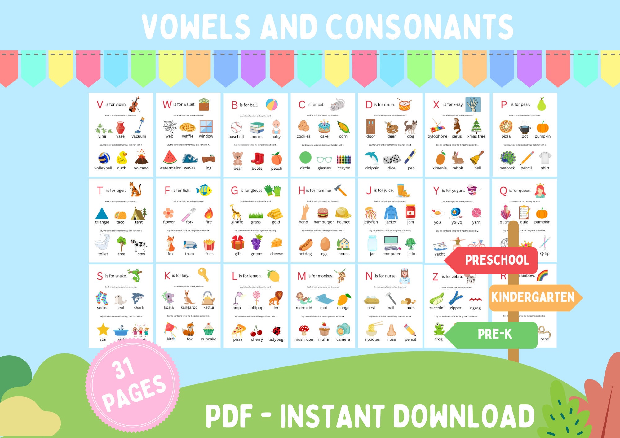 Vowels and Consonants, Learning Vowels, Alphabet, Phonics, Kindergarten ...