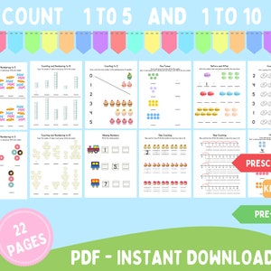 Learn to Count, Math Worksheet, Number Match, Count 1 to 10, Homeschool ...