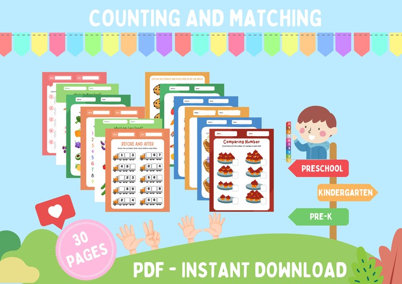 Counting Matching Learn to Count Numbers Preschool Worksheets ...