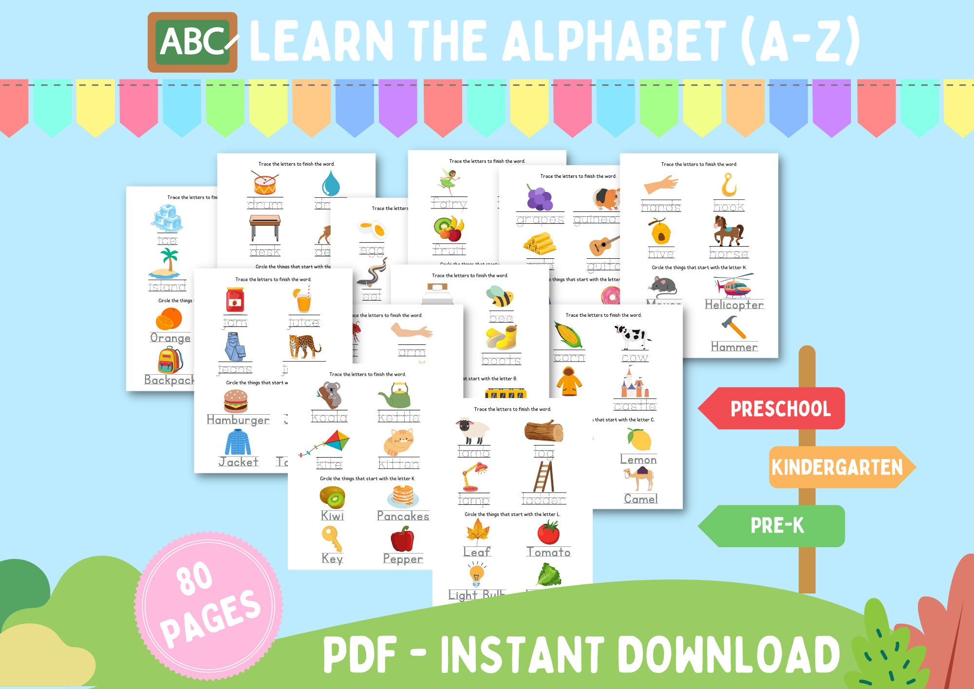 Alphabet Letters Tracing Worksheet Handwriting Practice Preschool ...