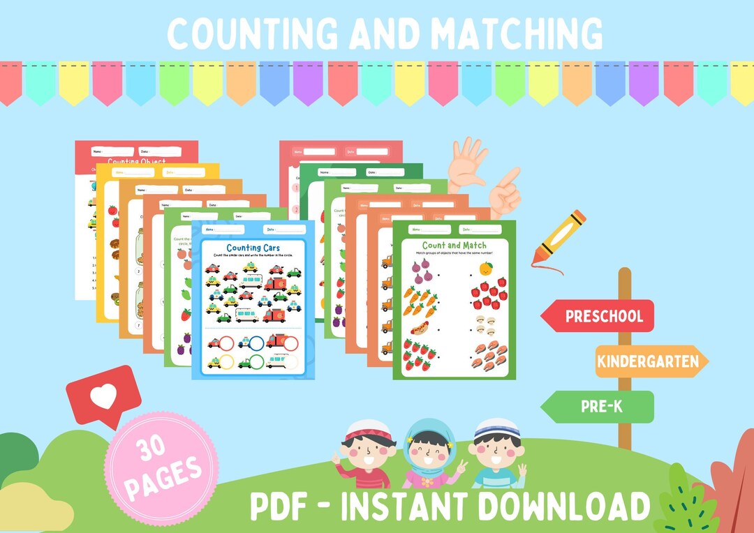 Counting | Matching | Learn to Count | Numbers | Preschool Worksheets ...