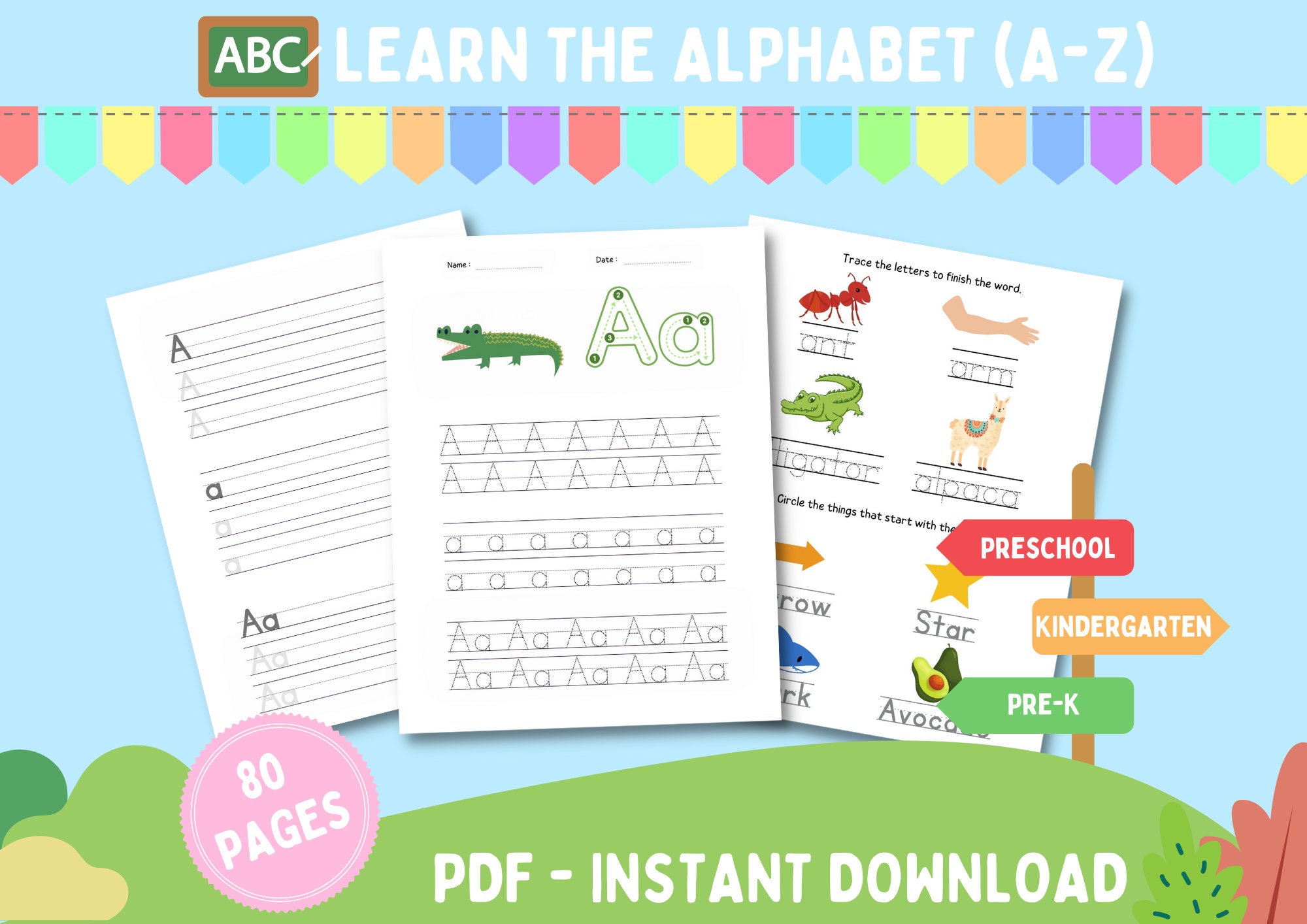 Alphabet Letters Tracing Worksheet Handwriting Practice Preschool ...
