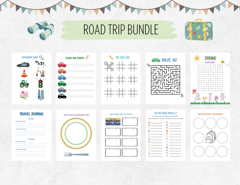 Preschool Pre-k + Kindergarten Learning Bundle | Road Trip Activities ...