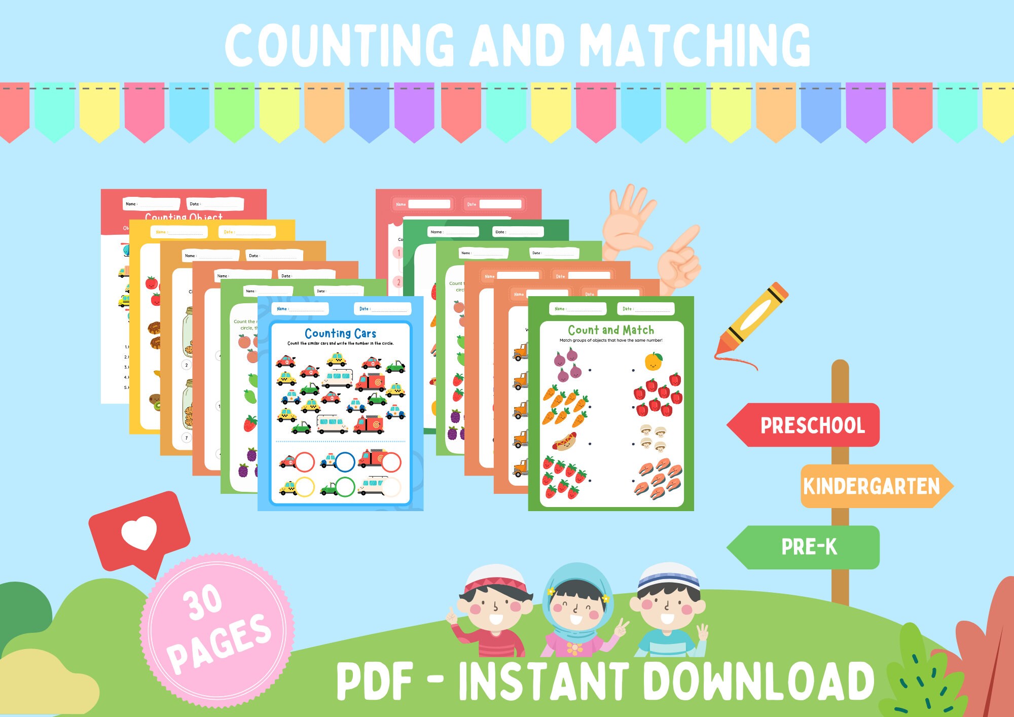 Counting Matching Learn to Count Numbers Preschool - Etsy