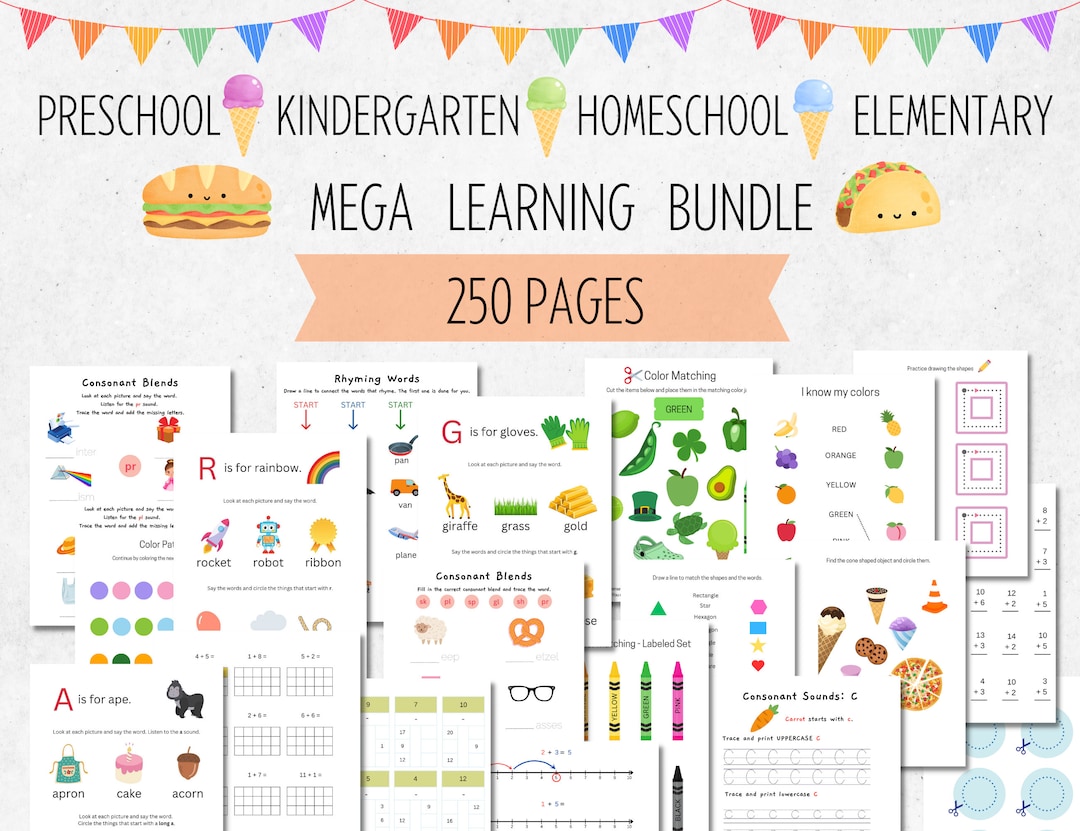 Preschool Pre-k Bundle Kindergarten Learning Bundle | Morning Menu ...