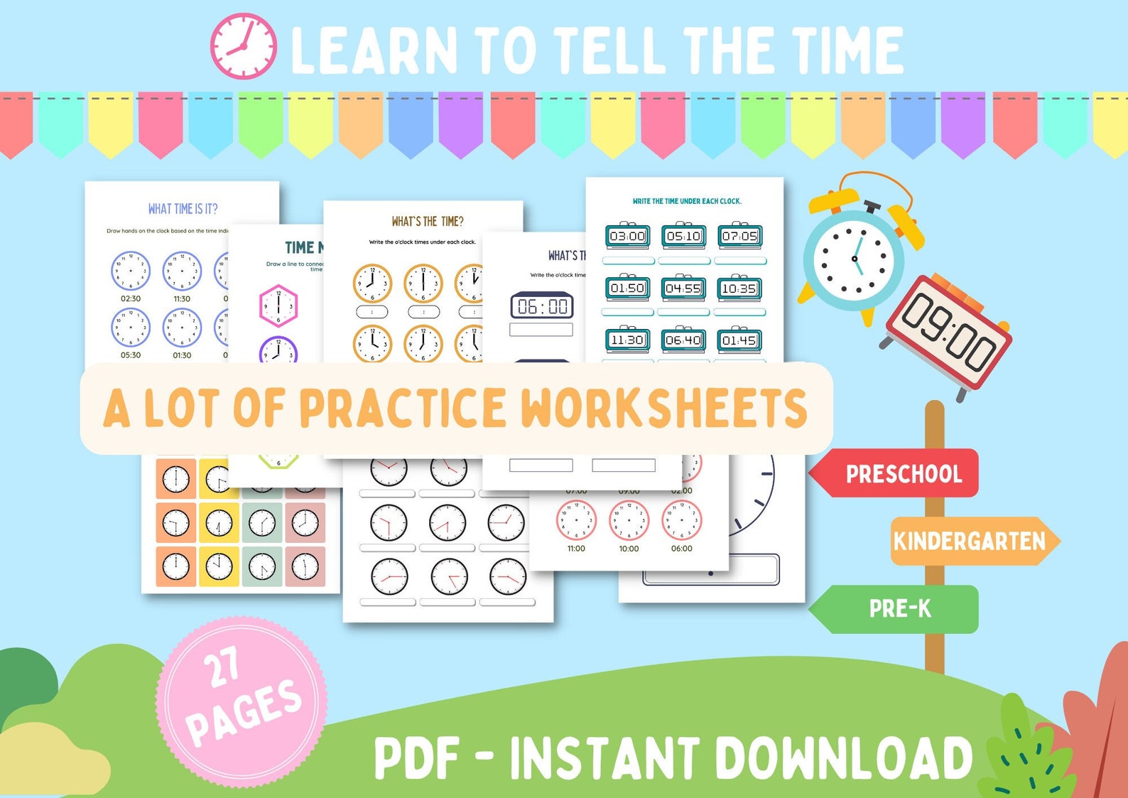 Learn to Tell Time Activity Telling Time Printable Preschool ...