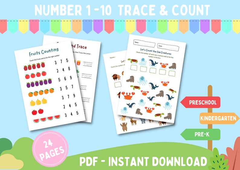 Learn to Count Learn Numbers Preschool Printable - Etsy
