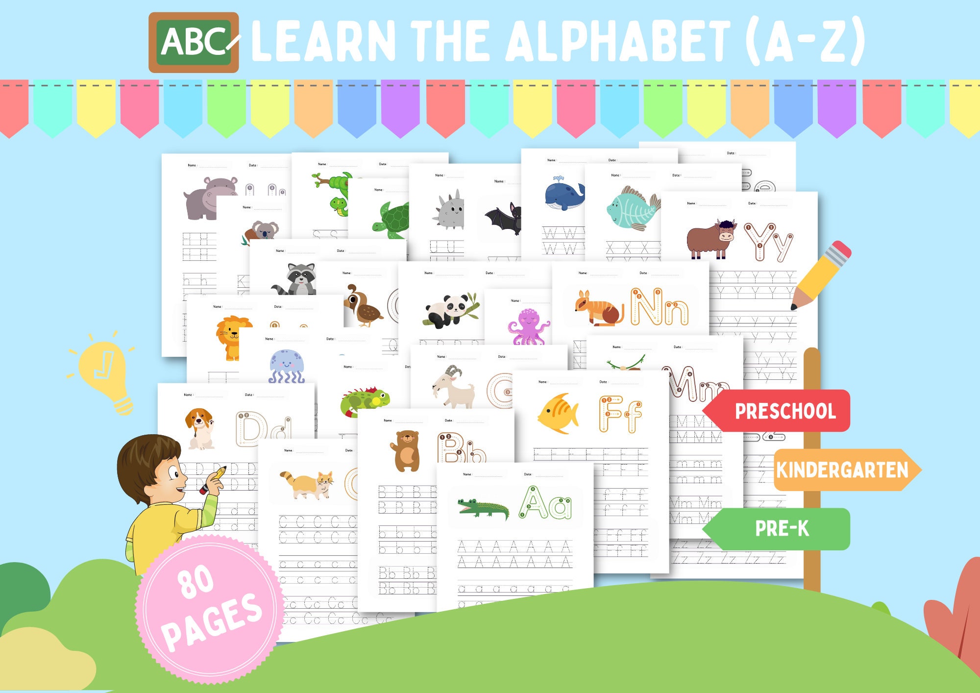 Alphabet Letters Tracing Worksheet Handwriting Practice Preschool ...