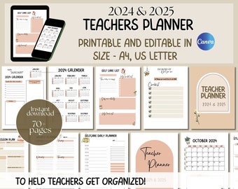 School Teacher Planner Printable Calendar 2025 Colourful Monthly ...