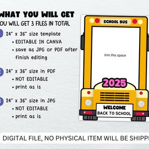 Back to School Photo Frame Editable in Canva, First Day of School Photo ...