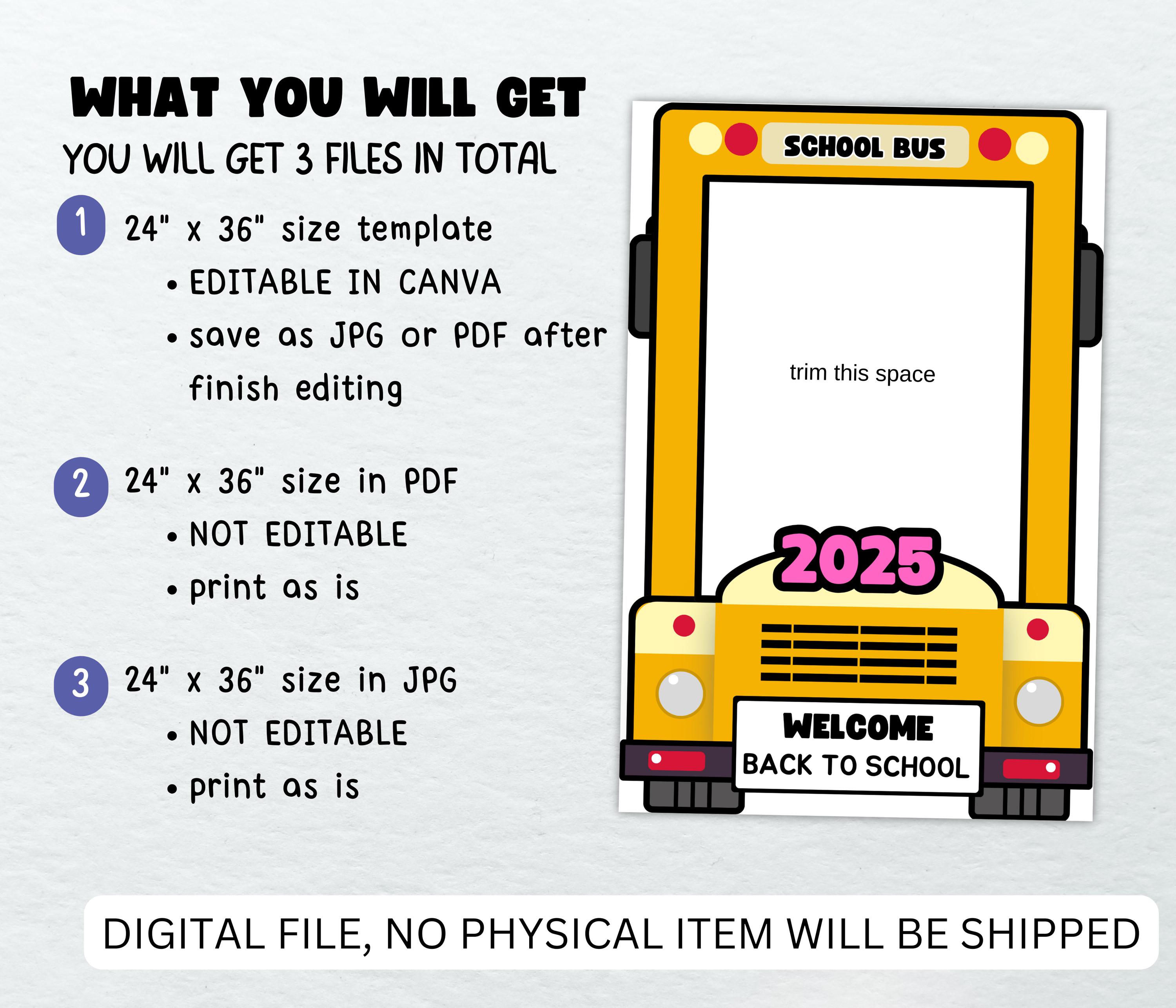 Back to School Photo Frame Editable in Canva, First Day of School Photo ...