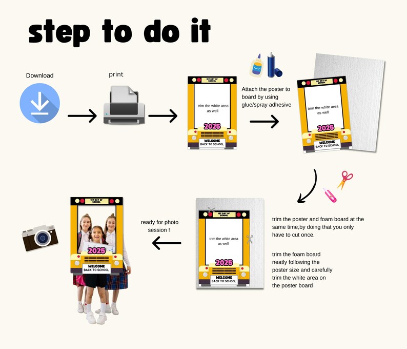 Back to School Photo Frame Editable in Canva, First Day of School Photo ...