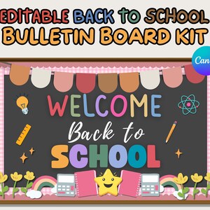 Welcome Back to School Editable Classroom Bulletin Board Kit Cute ...