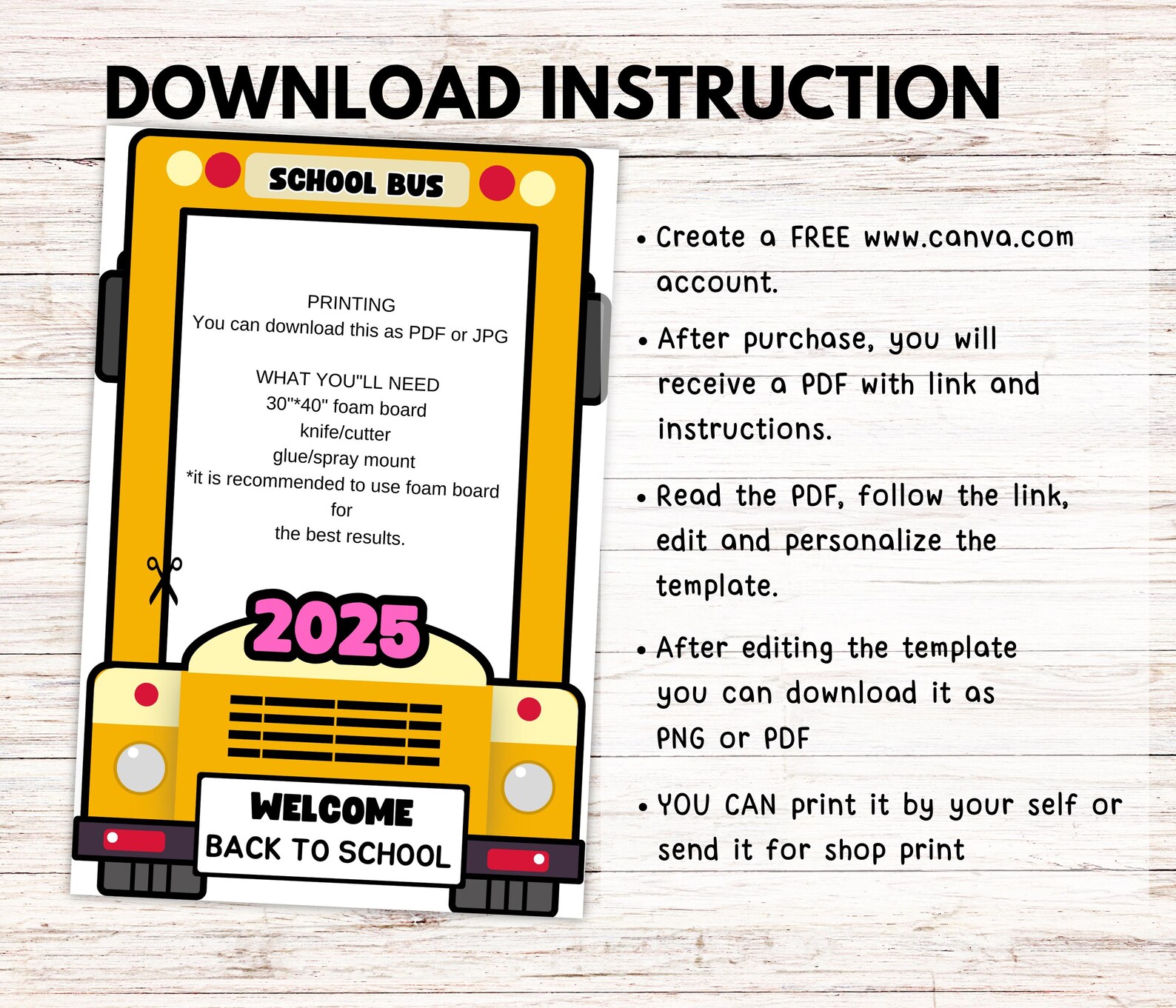 Back to School Photo Frame Editable in Canva, First Day of School Photo ...