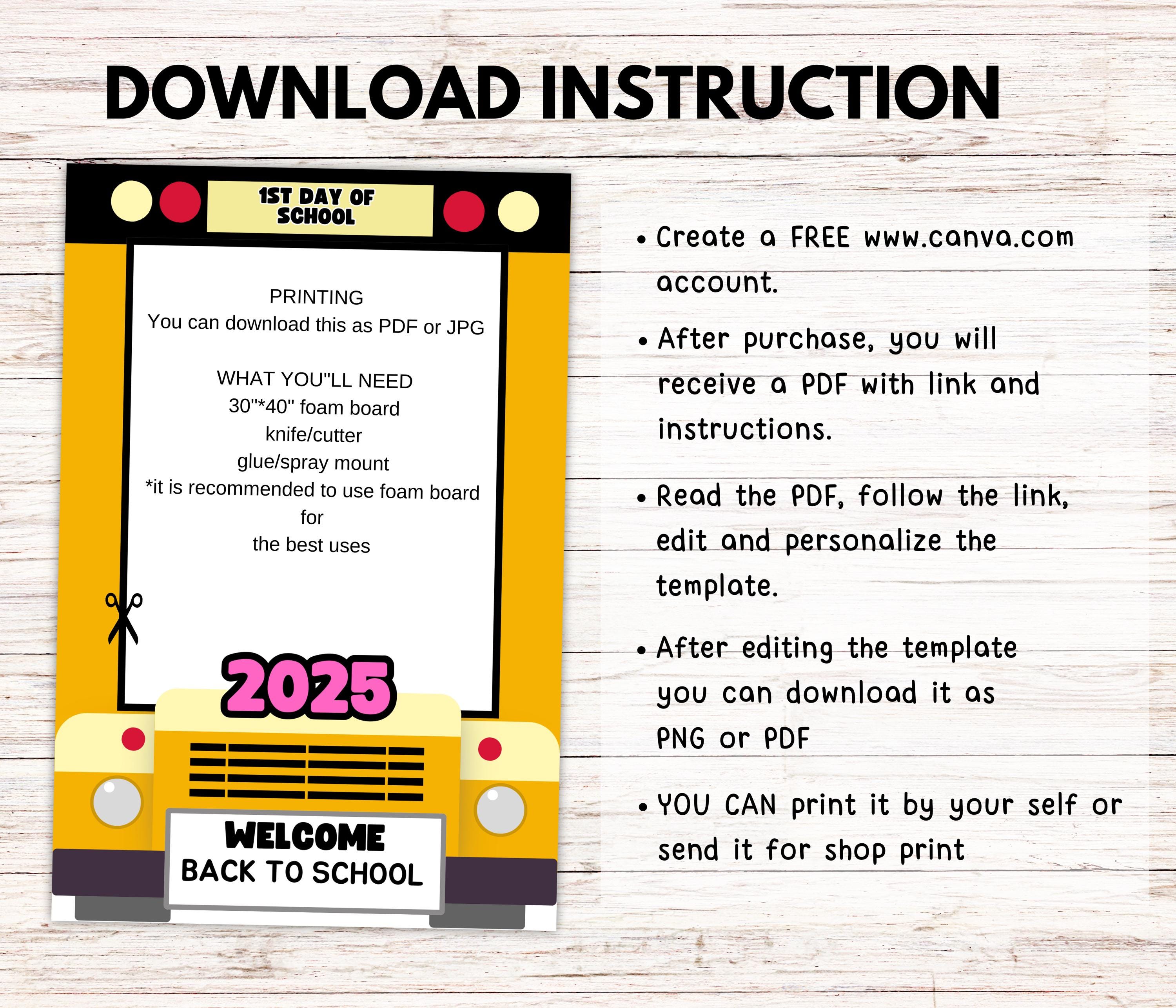 Back to School Photo Frame Editable in Canva, First Day of School Photo ...