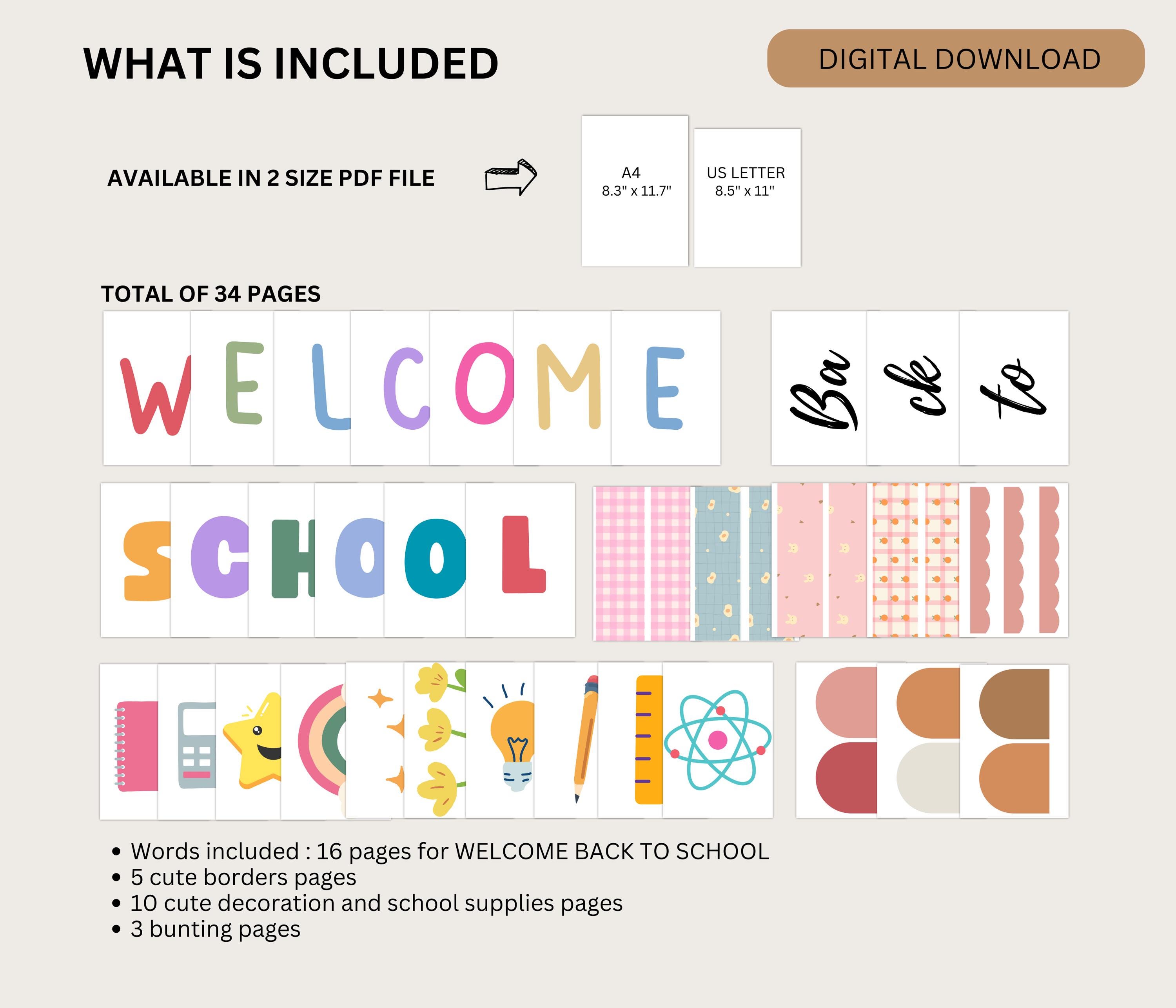 Welcome Back to School Editable Classroom Bulletin Board Kit Cute ...