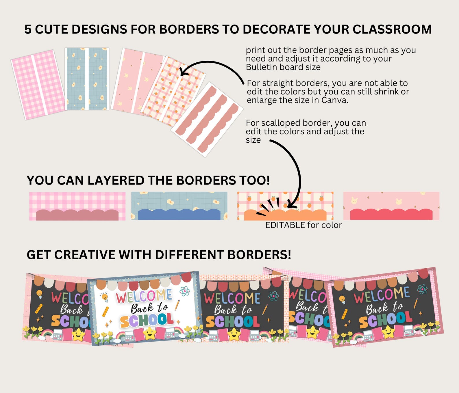 Welcome Back to School Editable Classroom Bulletin Board Kit Cute ...