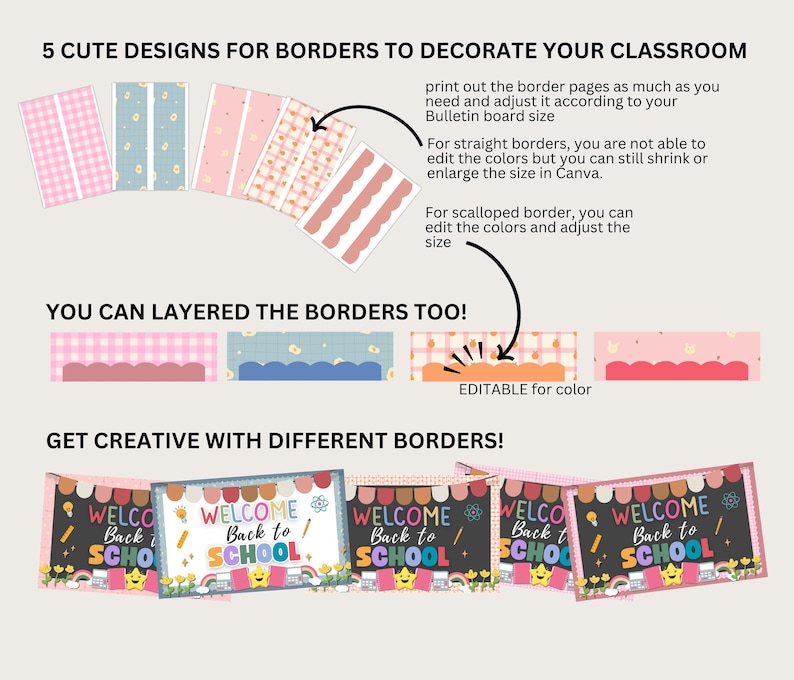 Welcome Back to School Editable Classroom Bulletin Board Kit Cute ...