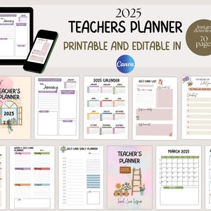 School Teacher Planner Printable Calendar 2025 Colourful Monthly ...