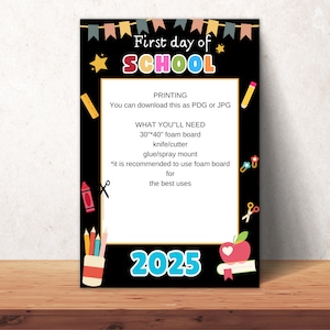 Back to School Photo Frame Editable in Canva, First Day of School Photo ...