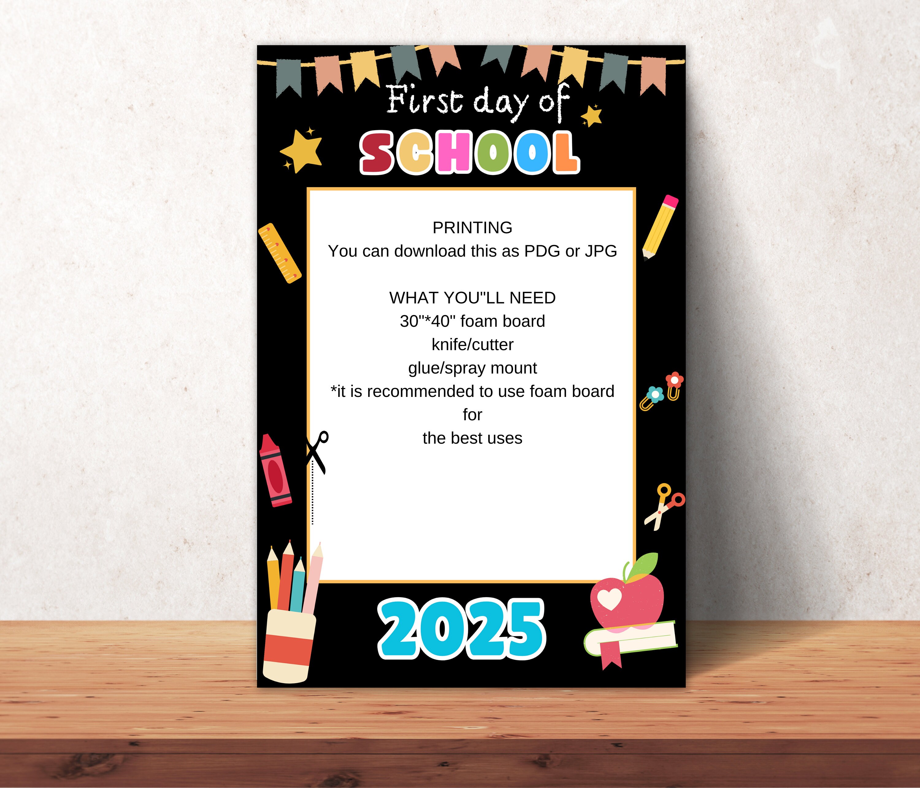 Back to School Photo Frame Editable in Canva, First Day of School Photo ...