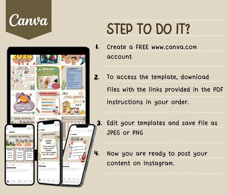 Cute Elementary Teacher Instagram Post Template Canva Colourful ...