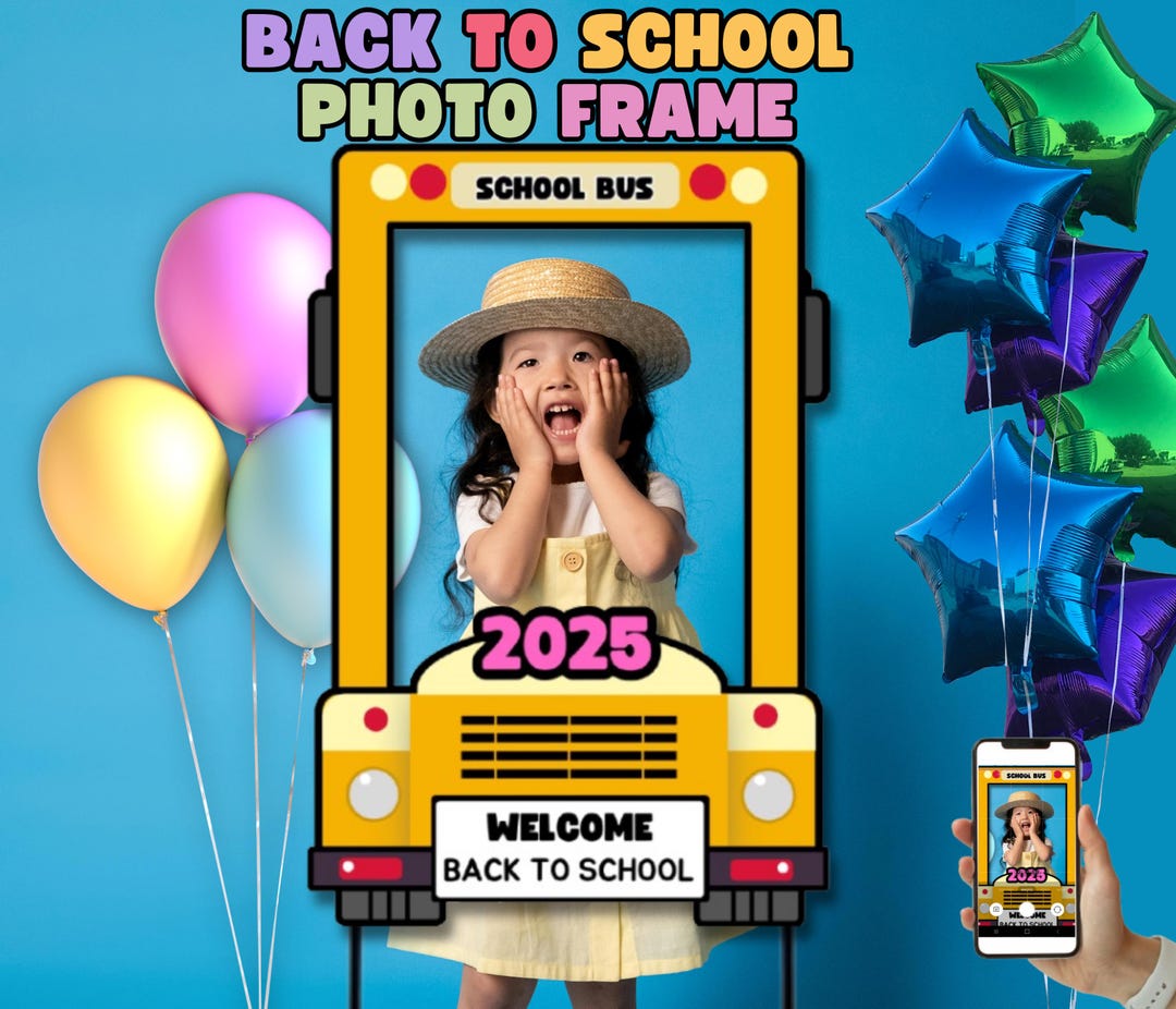 Back to School Photo Frame Editable in Canva, First Day of School Photo ...