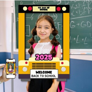 Back to School Photo Frame Editable in Canva, First Day of School Photo ...