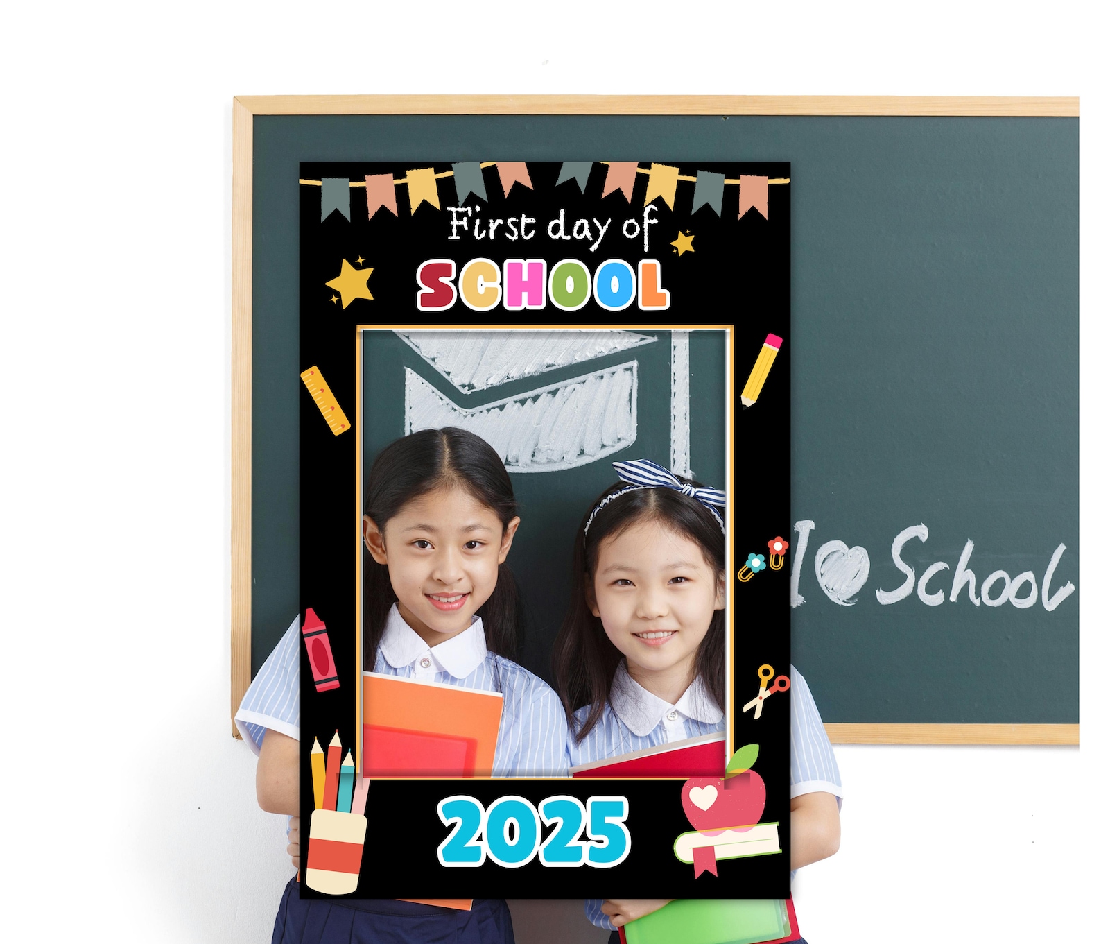 Back to School Photo Frame Editable in Canva, First Day of School Photo ...