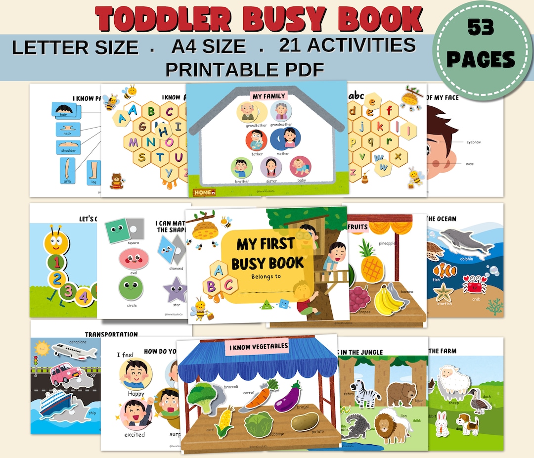 Printable Toddler Busy Binder, Toddler Busy Books , Quiet Preschool ...