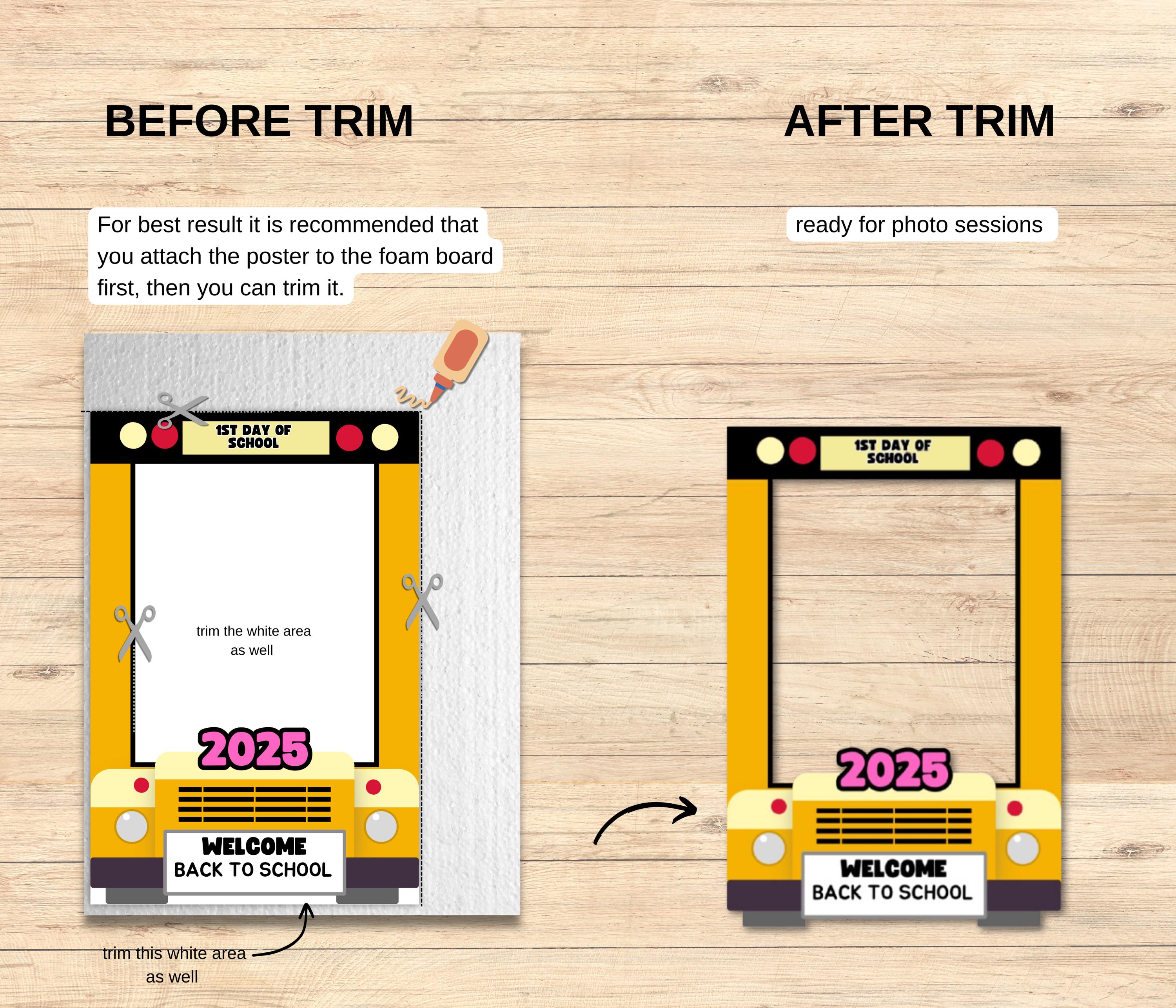 Back to School Photo Frame Editable in Canva, First Day of School Photo ...