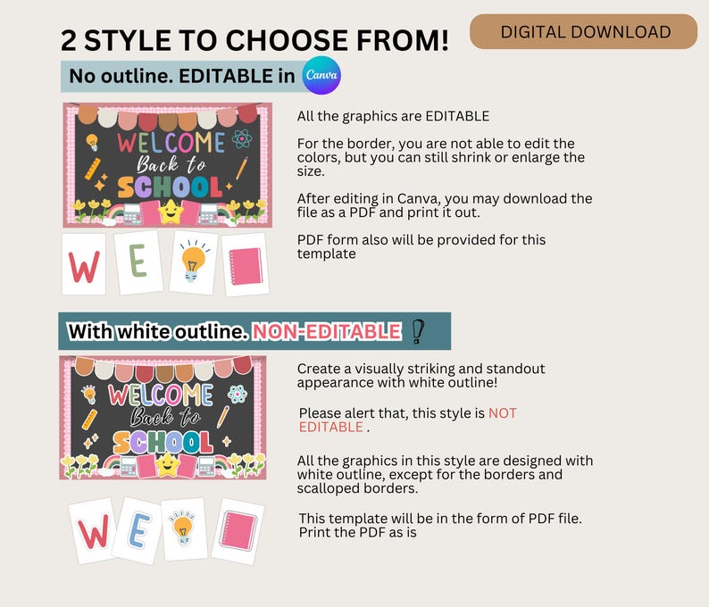 Welcome Back to School Editable Classroom Bulletin Board Kit Cute ...