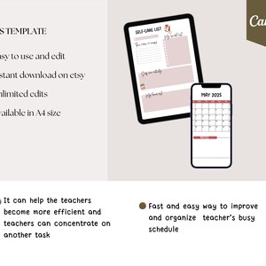 School Teacher Planner Printable Calendar 2025 Colourful Monthly ...