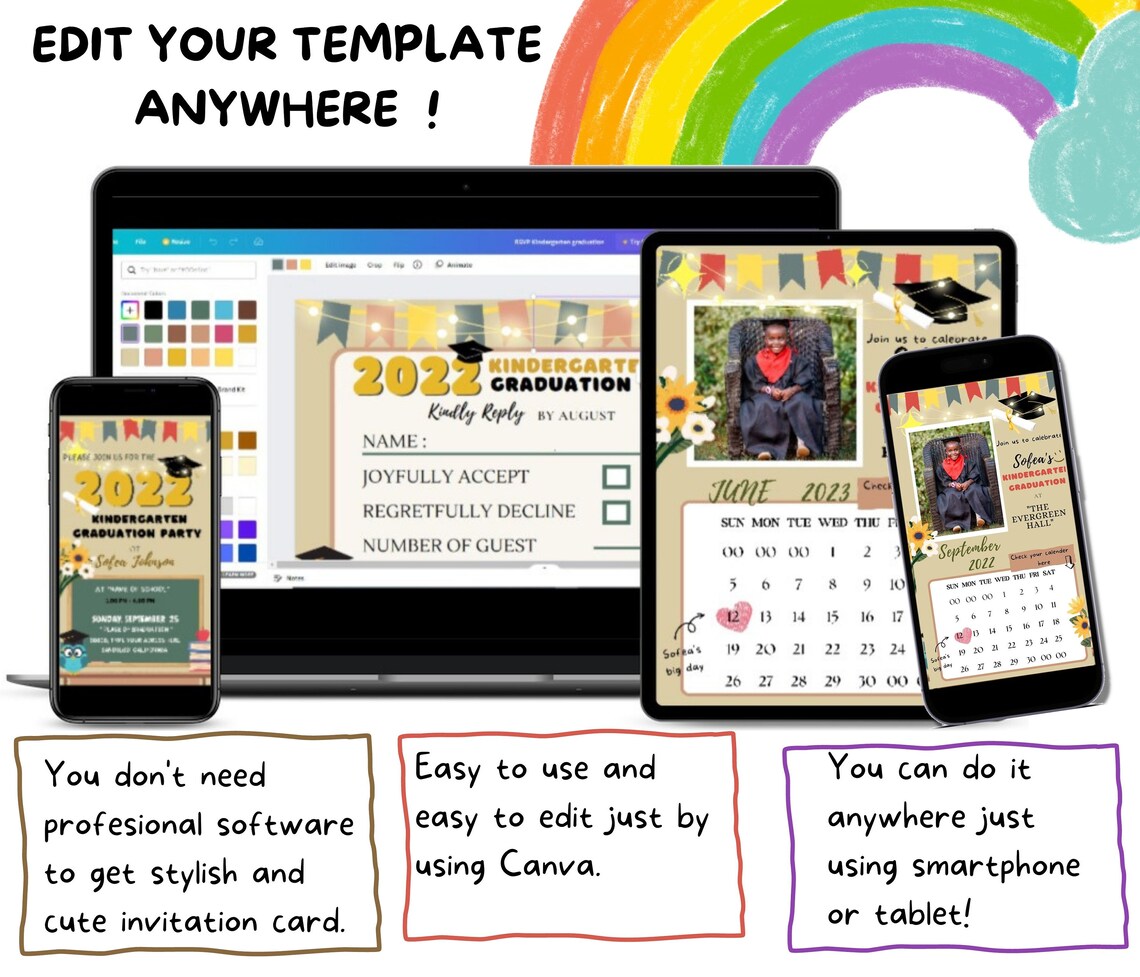 Kindergarten Graduation Invitation Templates, Preschool Graduation ...